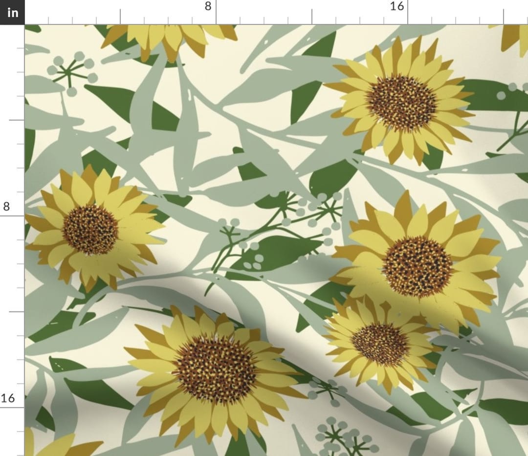 Boho Sunflowers Fabric Boho Wedding by Unasomerville Summer Floral Bold ...