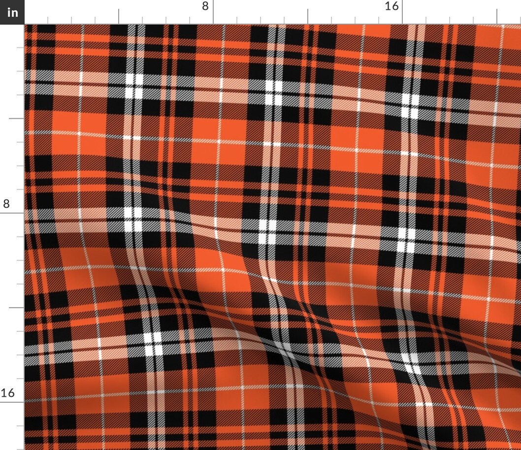 Orange Plaid Fabric Pumpkin Fall Plaid OrangeBlackWhite By | Etsy
