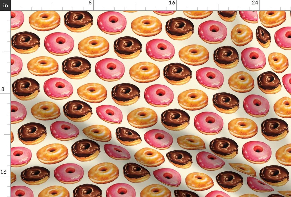 Assorted Donuts Fabric - Donut Pattern by Kellygilleran - Kitschy Retro ...