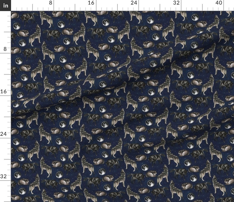 Wolves Fabric Wolves by Marta Strausa Wolf Wolves - Etsy