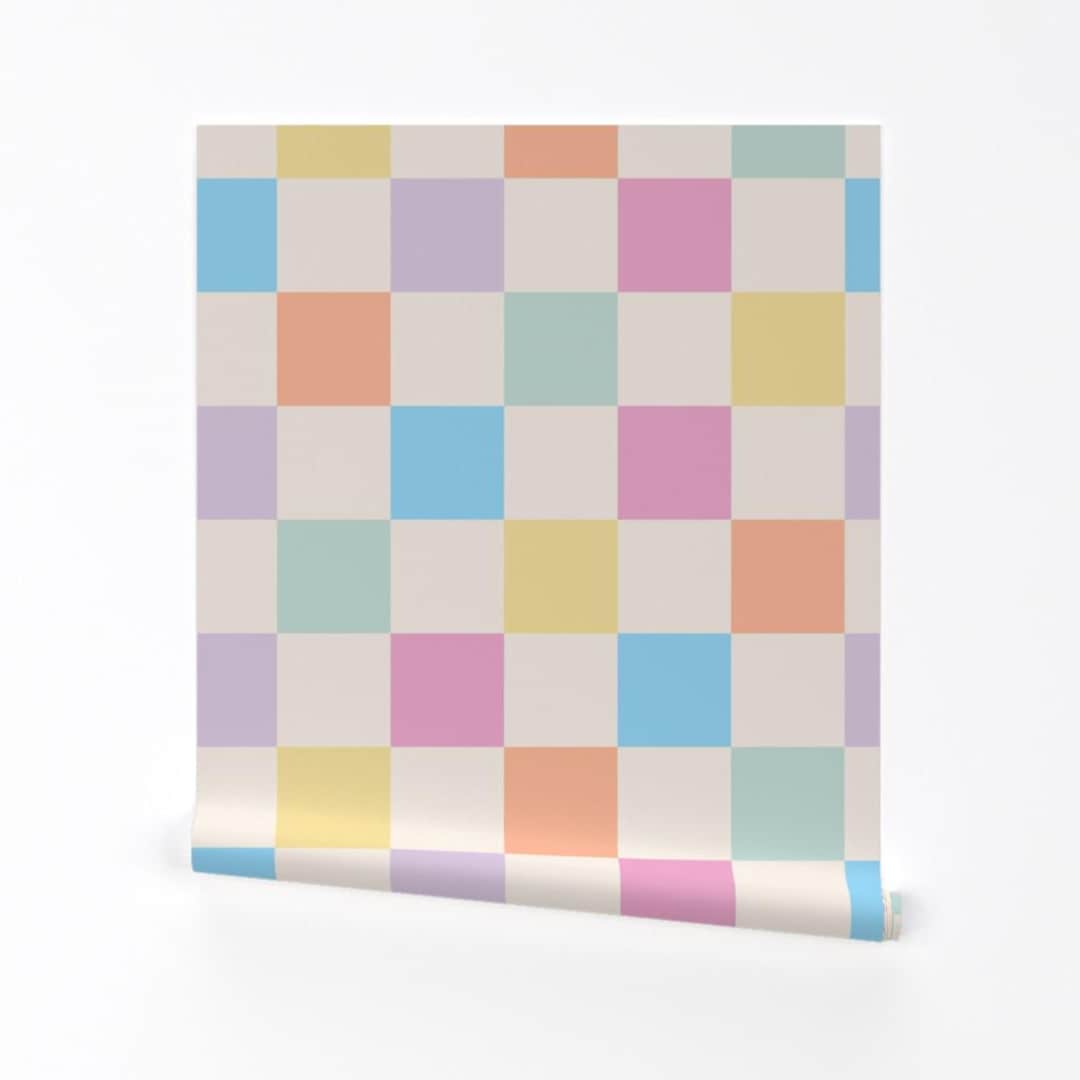 Check Removable Peel and Stick Wallpaper - Pink Blue Yellow Purple ...