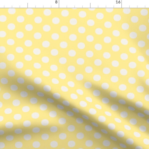 Yellow and White Polka Dot Fabric - Etsy