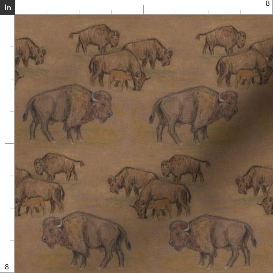 Buffalo Fabric Bison Buffalo Herd by Eclectic House - Etsy