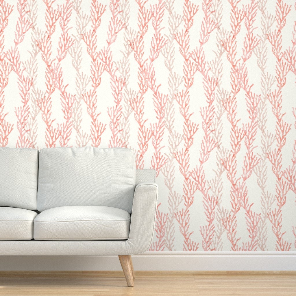 Coral Wallpaper Coral Mermaid Coordinate by - Etsy