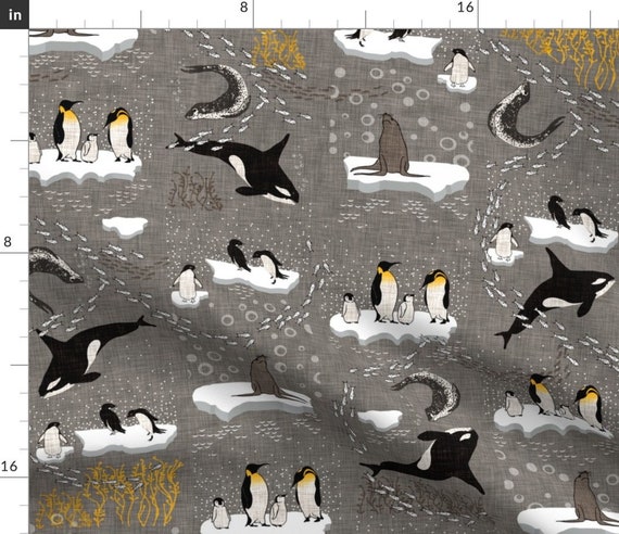 Orca Fabric Antics in Antartica by Nouveau Bohemian Orca | Etsy