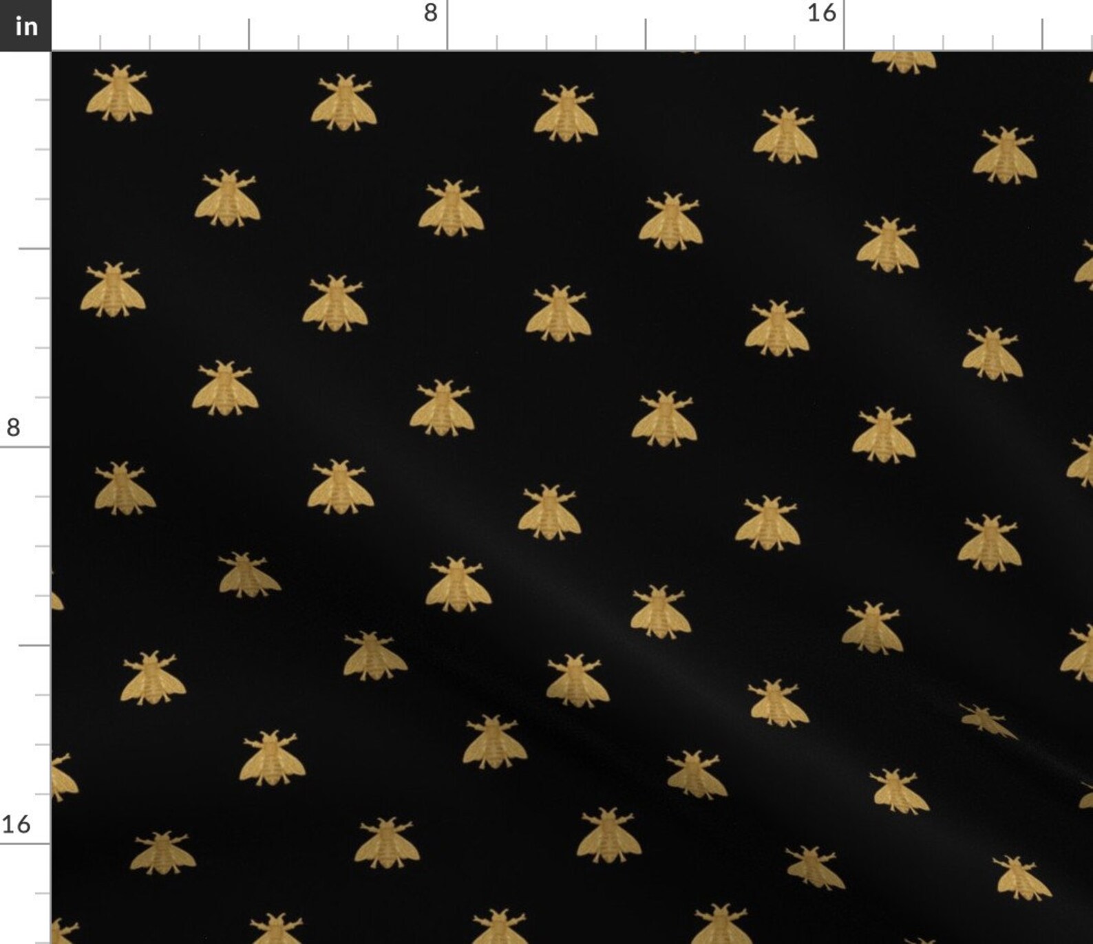Bees Fabric Napoleonic Bees Faux Gilt on Black by - Etsy