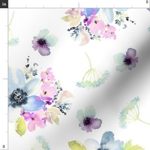 Floral Fabric Ocean Breeze Watercolor Florals by Hipkiddesigns Blue ...