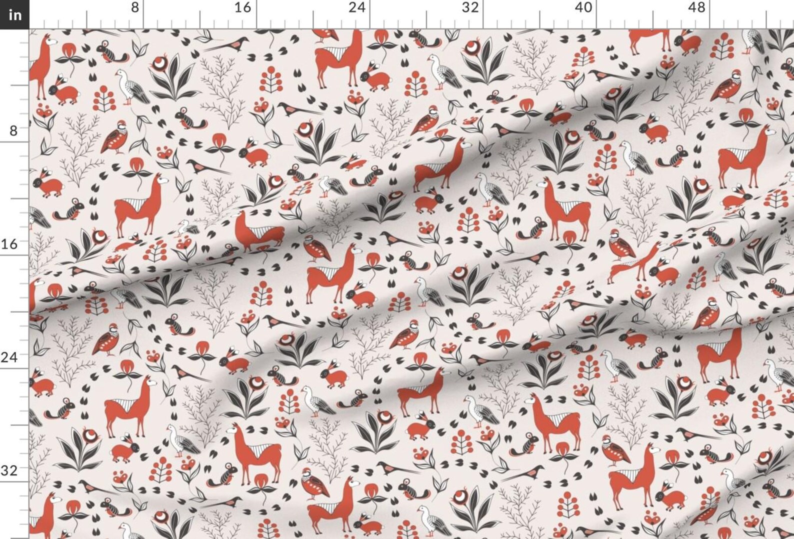 Llamas Fabric - Andes Mountain Animals by Dearchickie - Llamas Folk ...
