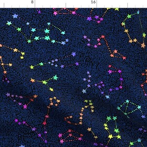 Rainbow Constellations Fabric Rainbow Zodiac Detailed by ...