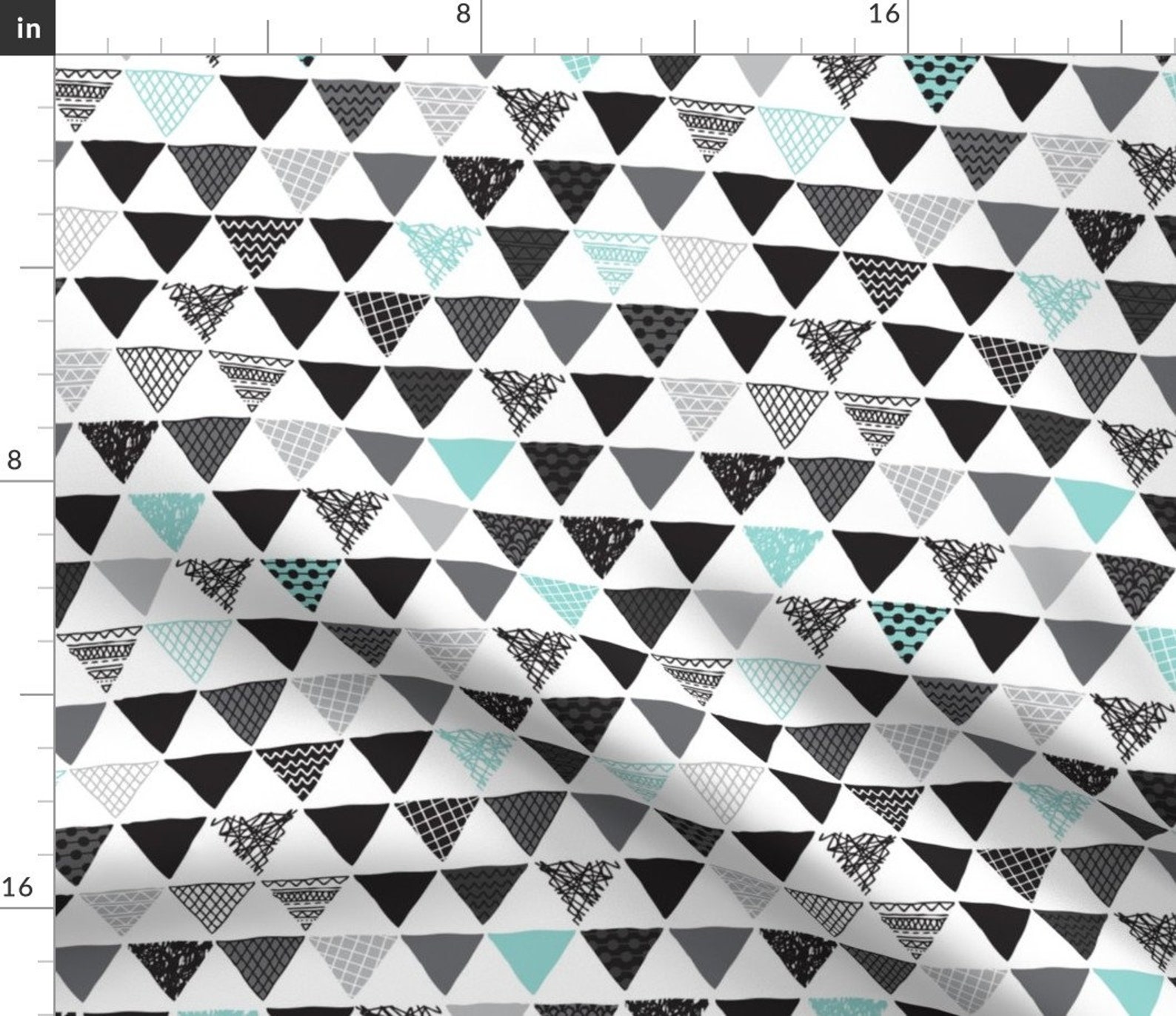 Triangle Fabric Geometric Tribal Aztec Triangle Blue Modern - Etsy