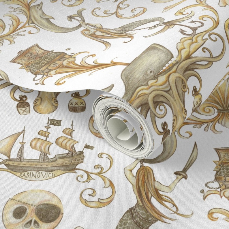 Nautical Wallpaper Custom Rococo Vintage by Ceanirminger - Etsy