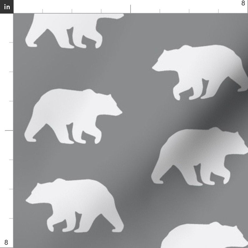 Grey Bear Fabric Bear Hike // Gray 2 by Buckwoodsdesignco - Etsy