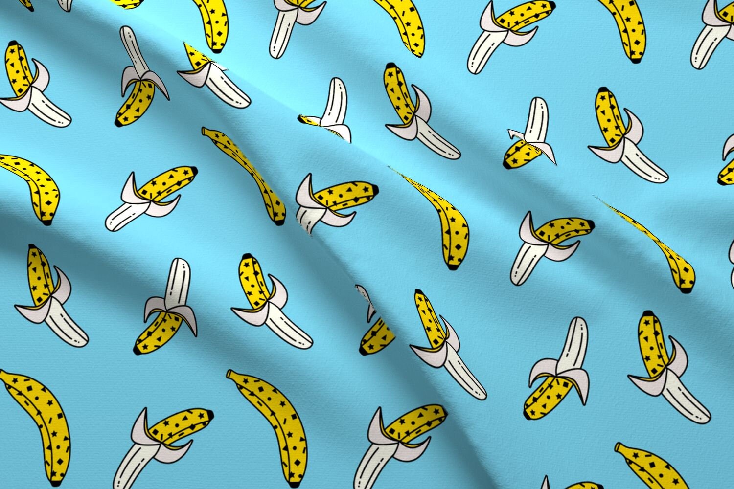 Totally Bananas Fabric 80s Banana Print Blue By Magic Circle | Etsy