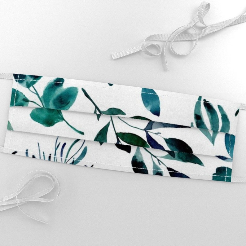 Green Leaves Botanic Fabric Teal Leaves Botanical Foliage | Etsy