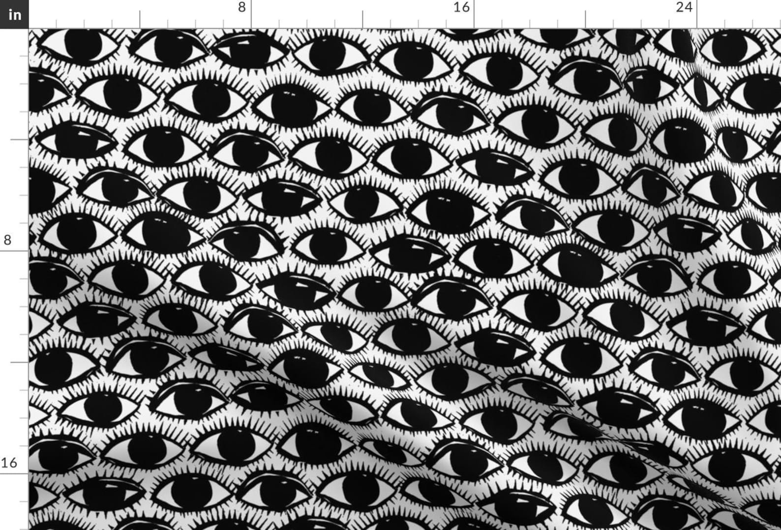 Eyes Fabric - All Eyes on You // off White by Bckueser - Black-and ...