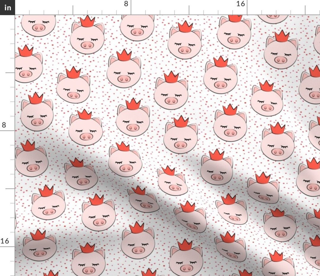 Princess Fabric Princess/prince Pig Red Dots by Littlearrowdesign ...