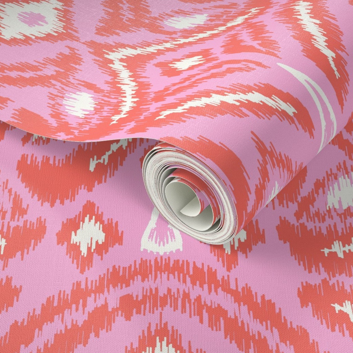 Ikat Wallpaper Ikat Flower by Vivdesign Colorful Jumbo - Etsy