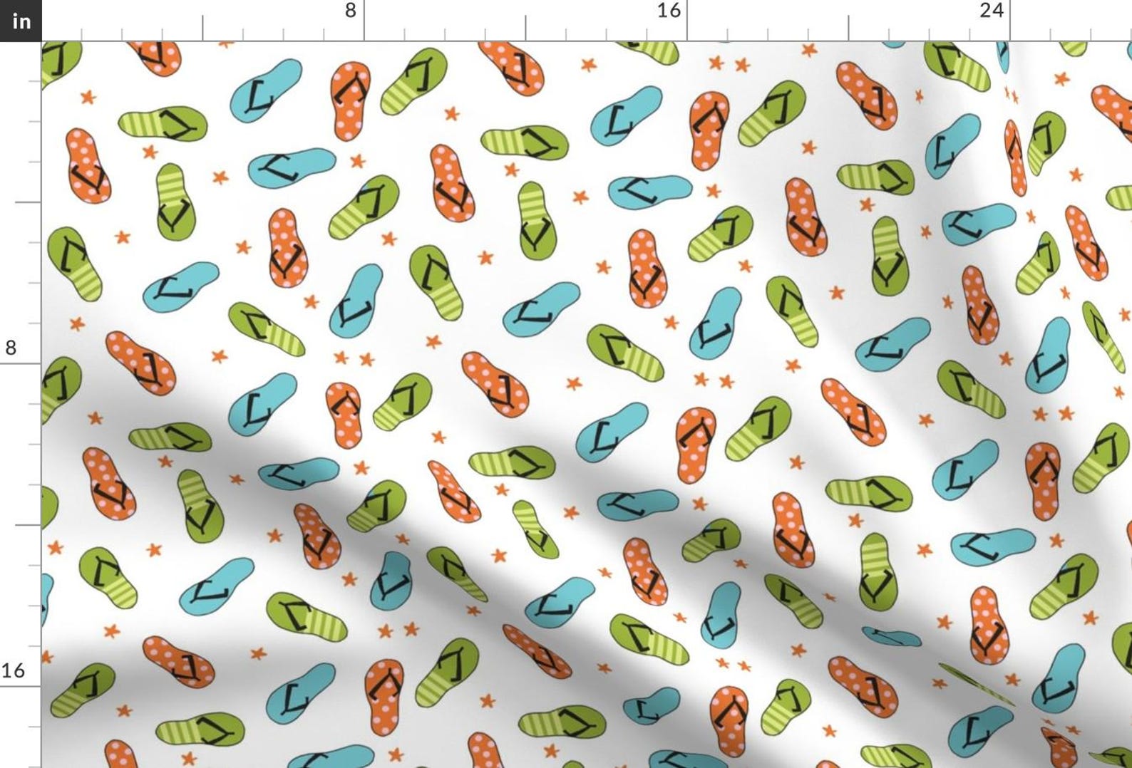 Beach Fabric - Flip Flop Sandals Summer Beach Sand Fabric Brights by ...