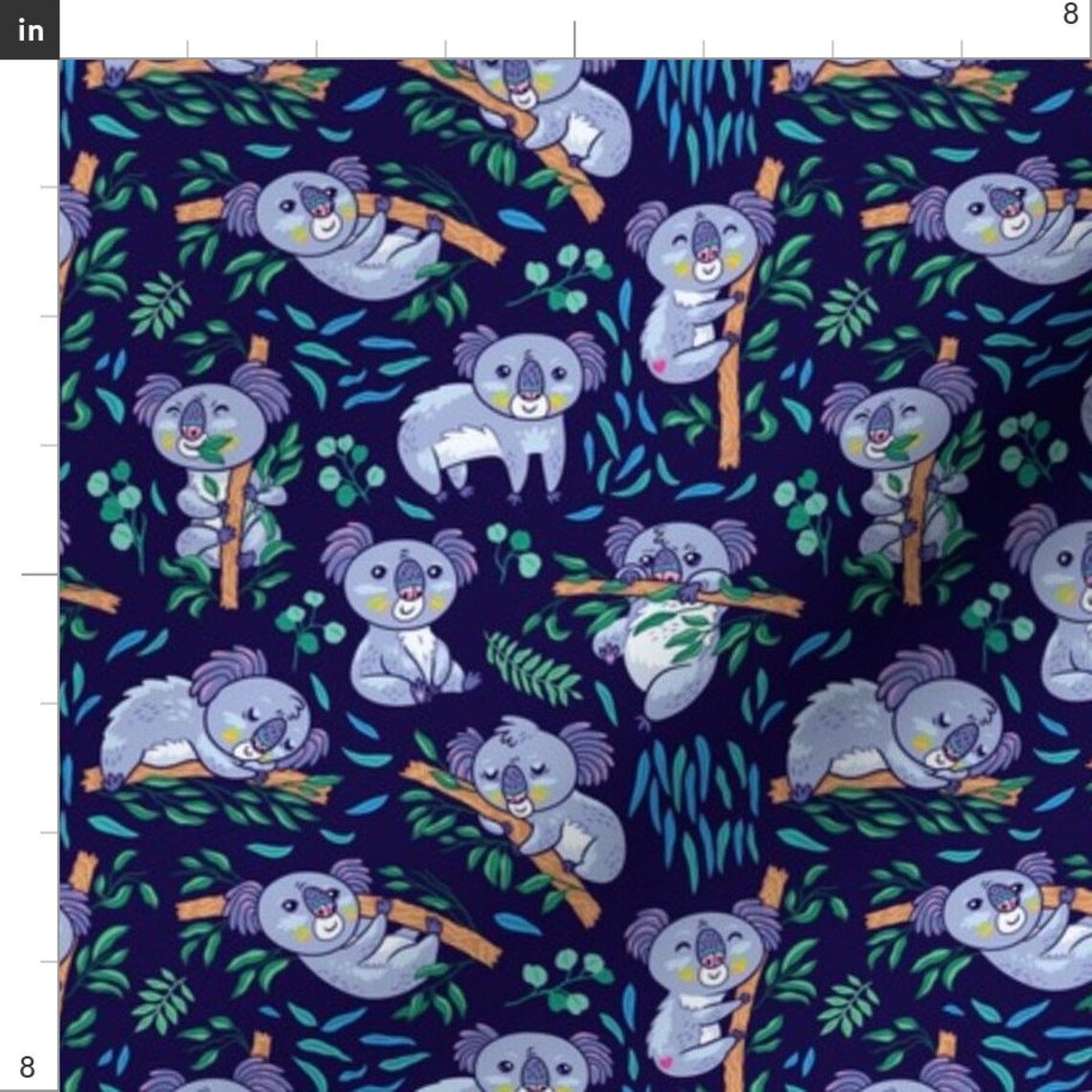 Purple Koalas Animals Fabric Koalas in the Eucalyptus Forest - Etsy