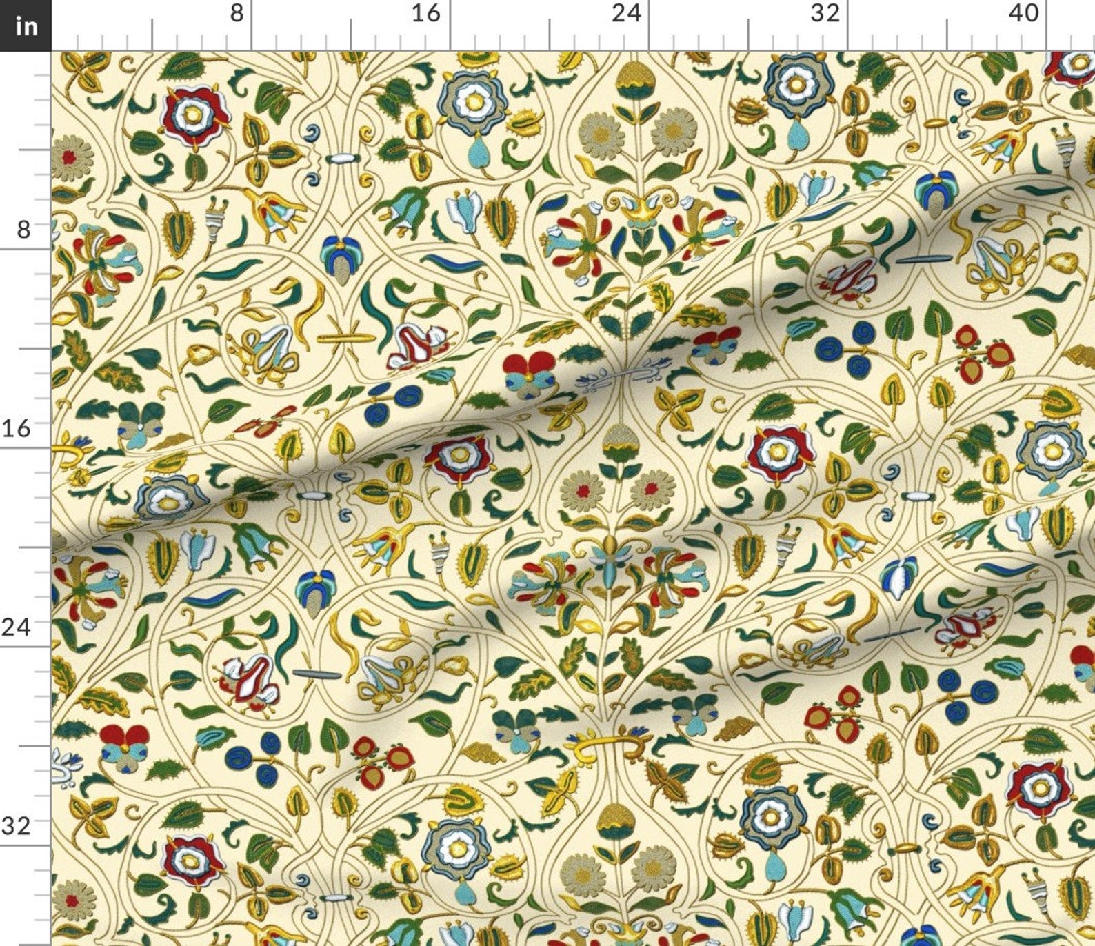 Tudor Fabric FAUX Embroidery Elizabethan by Bonnie Phantasm - Etsy