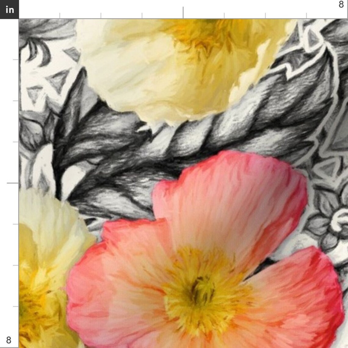 Poppies Fabric Graphic Poppy Collage by Micklyn Floral | Etsy