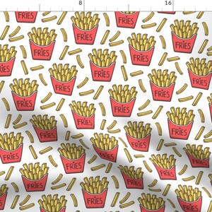 Fries Fabric French Fries Fast Food Red on White by Caja | Etsy