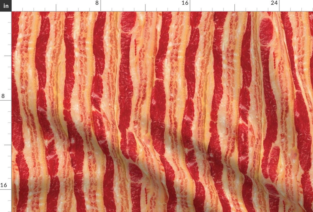 Bacon Fabric - Bacon Slabs by Xoxotique - Bacon Stripes Cotton Fabric ...