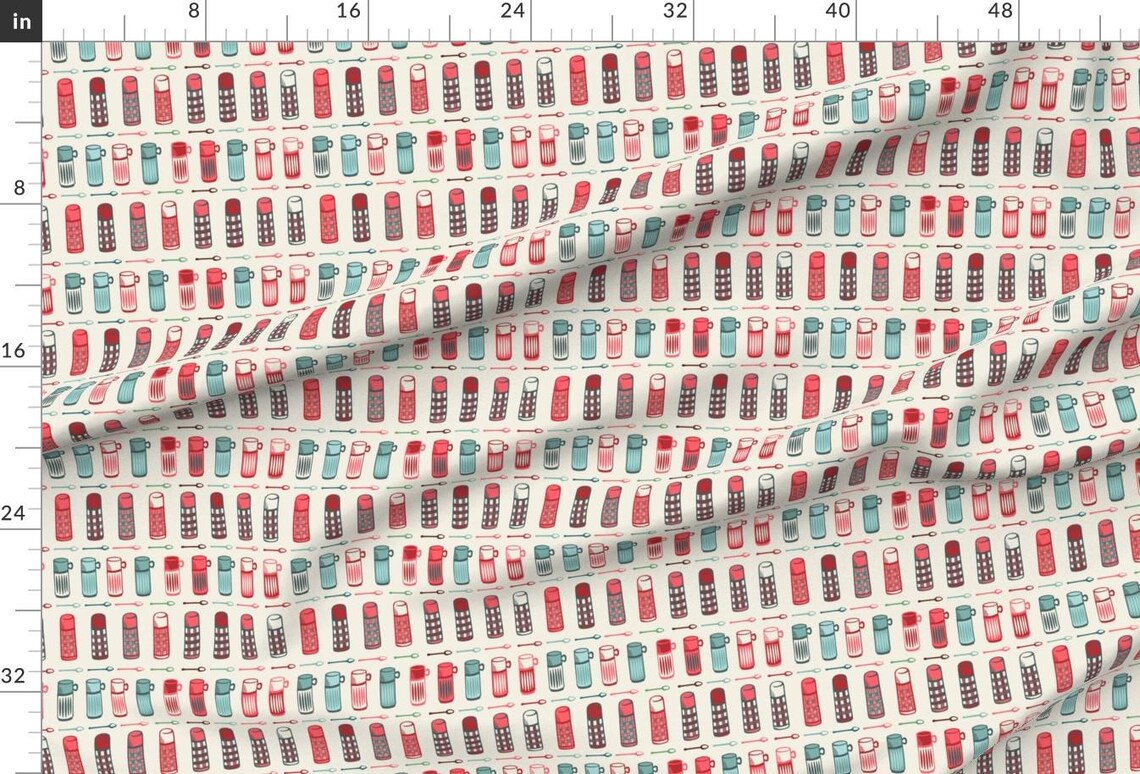 Retro Mod Thermoses Fabric - Thermos Mixed Tan by Jaymehennel - Mod ...