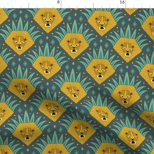 Lion Fabric Art Deco Lion Roar medium by Heleen Vd - Etsy