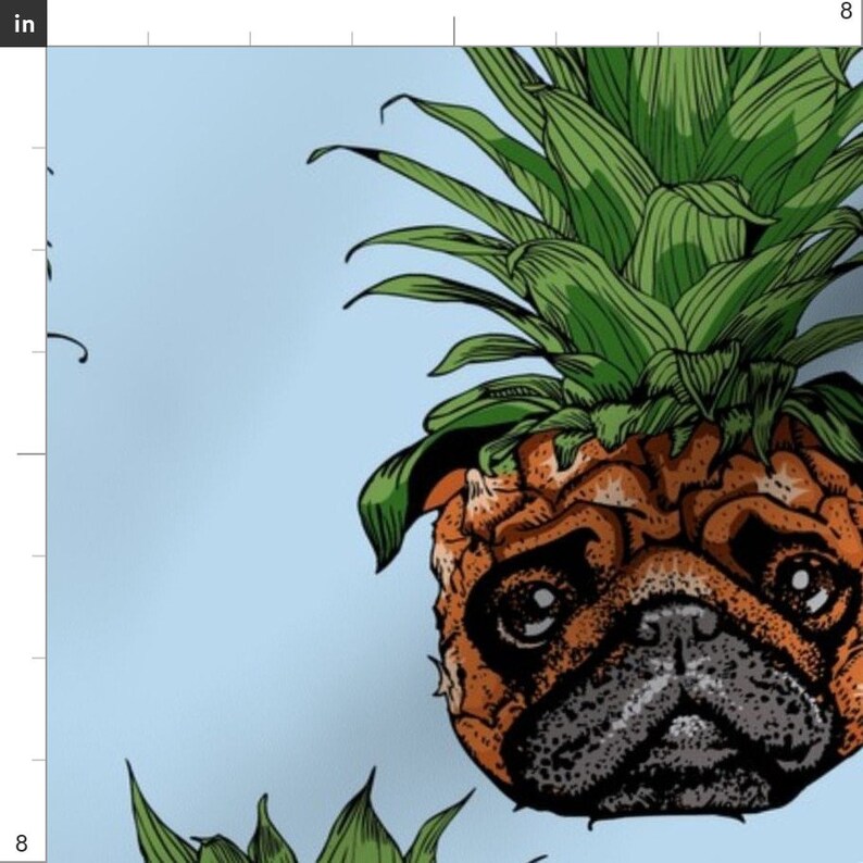 Tropical Pug Fabric Pineapple Pug By Huebucket Pineapple - Etsy España