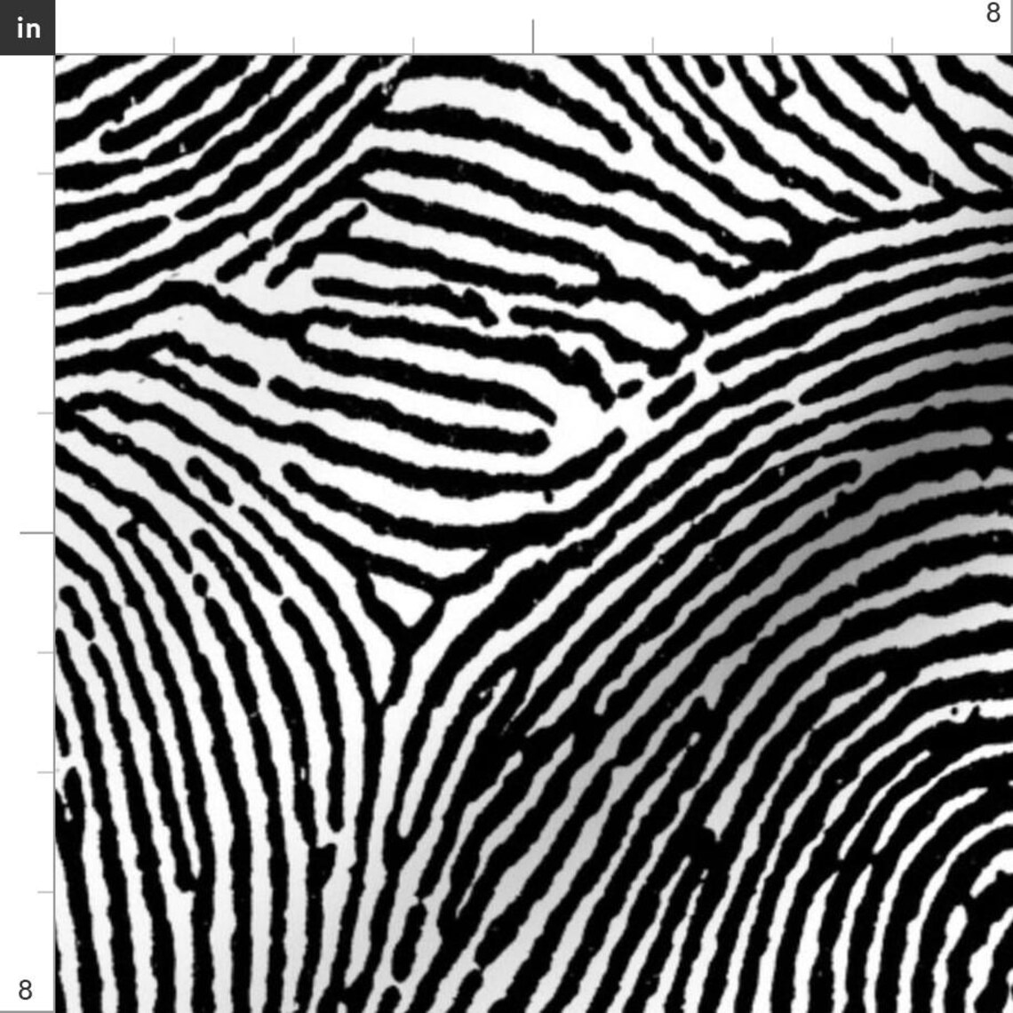 Black and White Fingerprints Fabric - Fingerprint Stripes Black White ...
