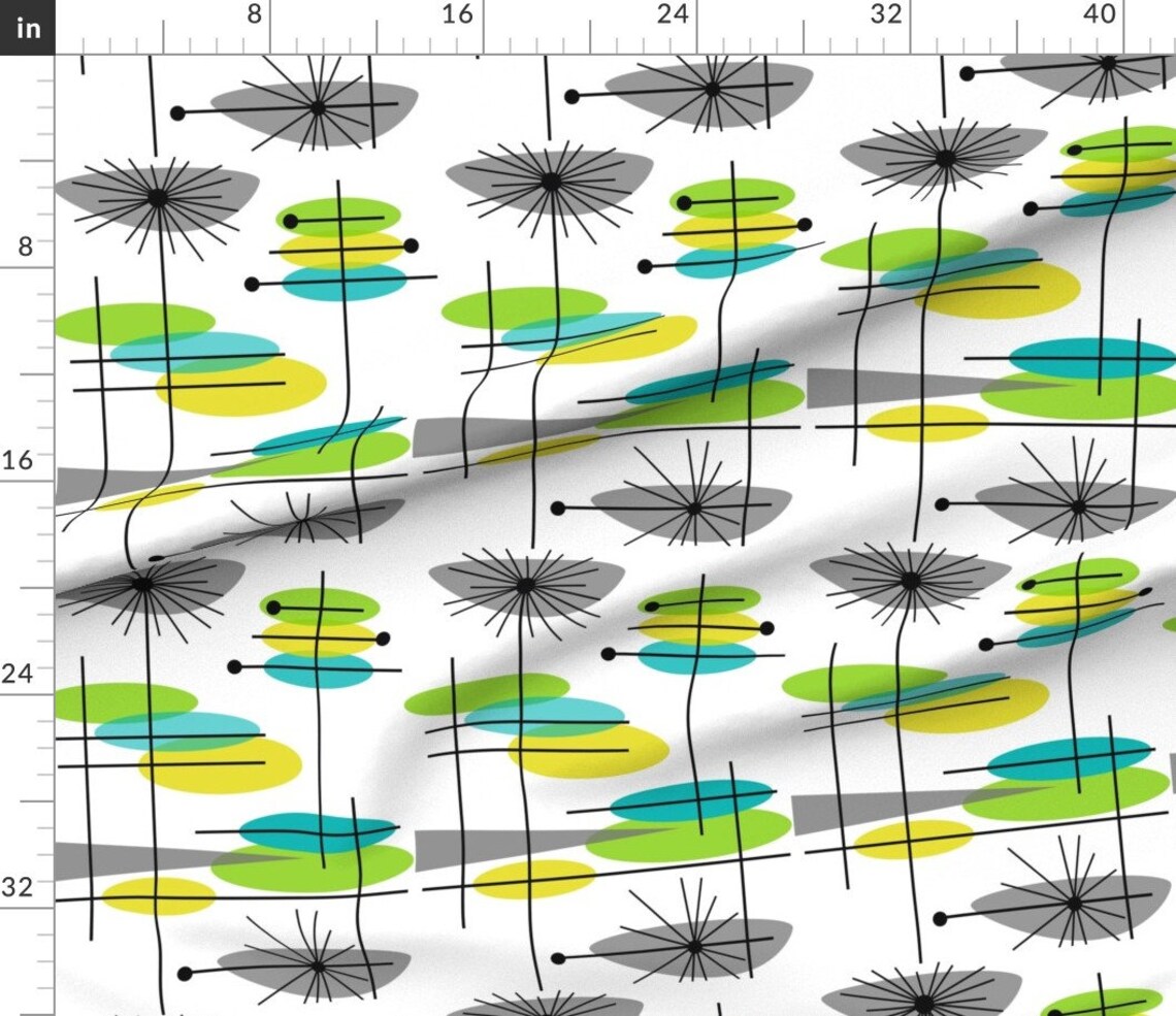 Mid-century Modern Fabric Mid-century Modern Abstract 3 by | Etsy