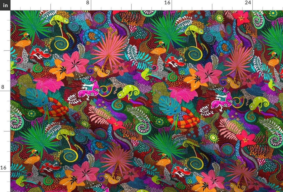 Lizards Fabric - Reptiles in Color by Reneeciufo - Gecko Flamingo ...