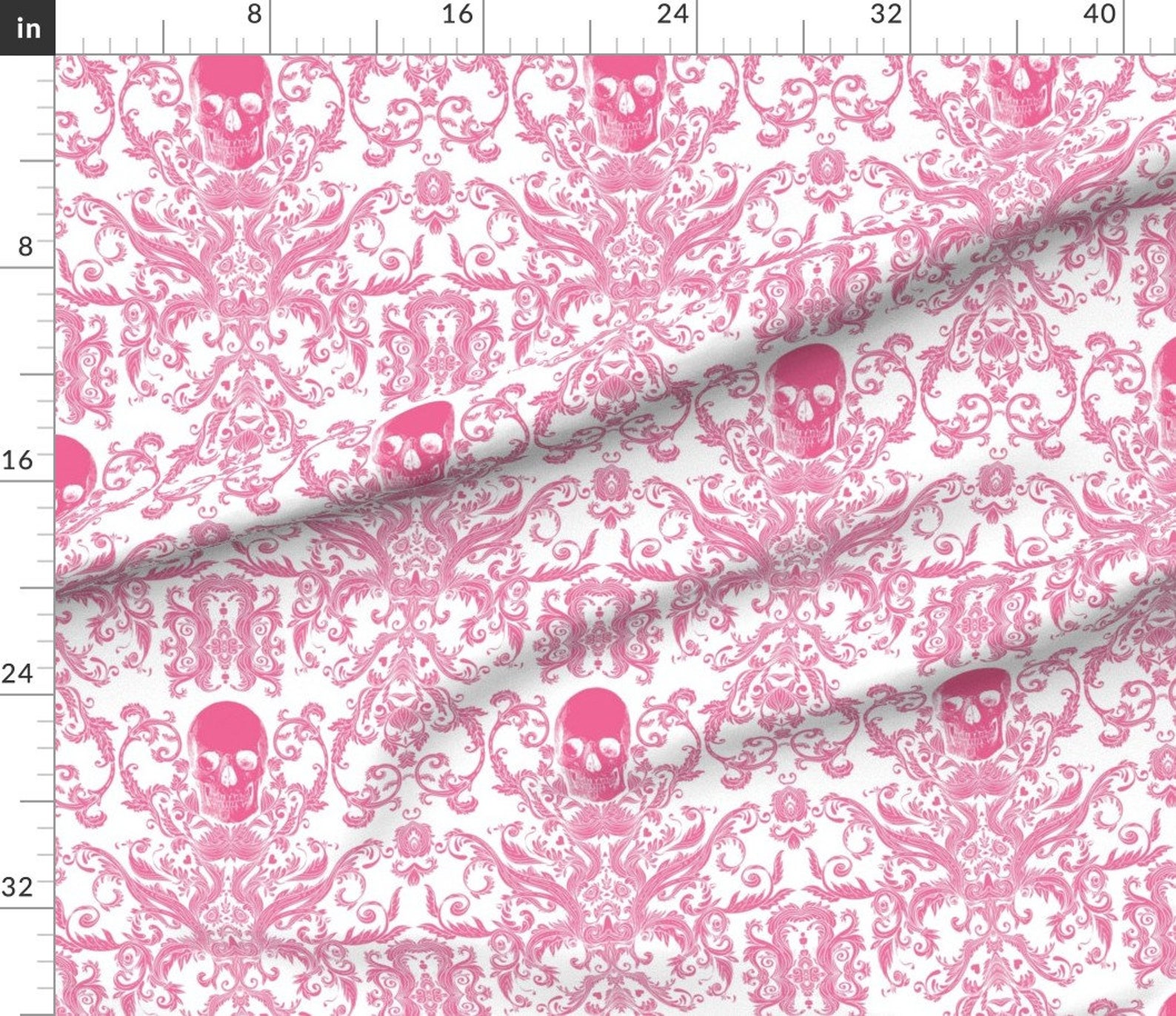 Pink Skull Fabric Dread Damask // Fuchsia by - Etsy