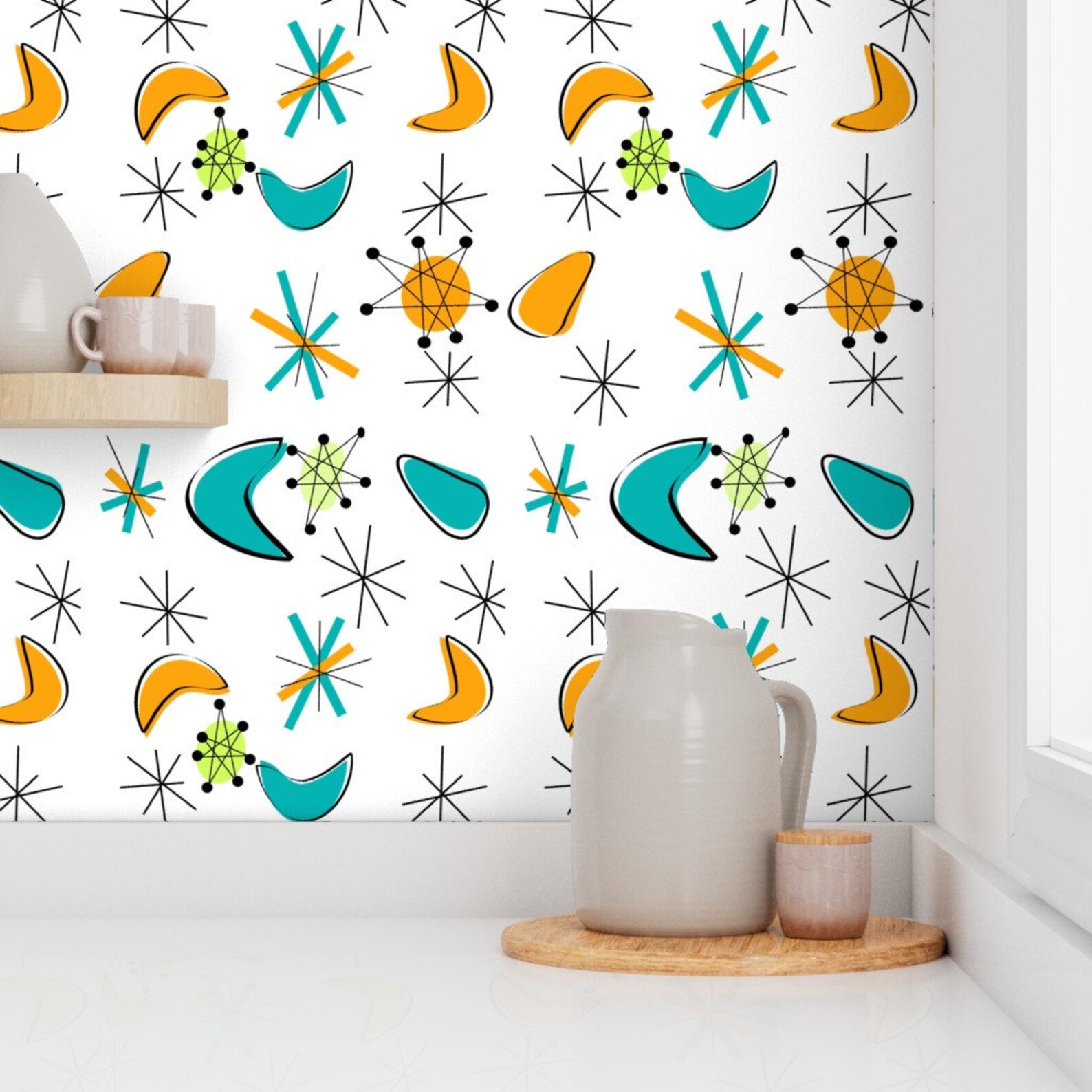 Mid Century Modern Wallpaper Atomic Era by Hot4tees Bgyahoo - Etsy