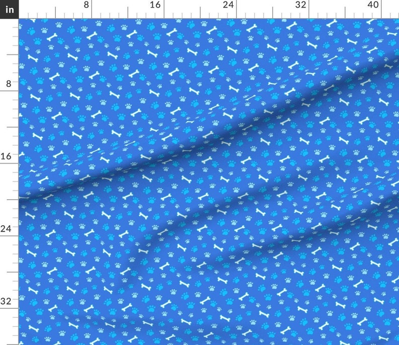 Blue Dog Paw Print Fabric Doggie Paws Bones by - Etsy