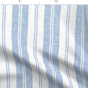 Rustic Ticking Stripe Upholstery Fabric- French Blue Stripe by ...