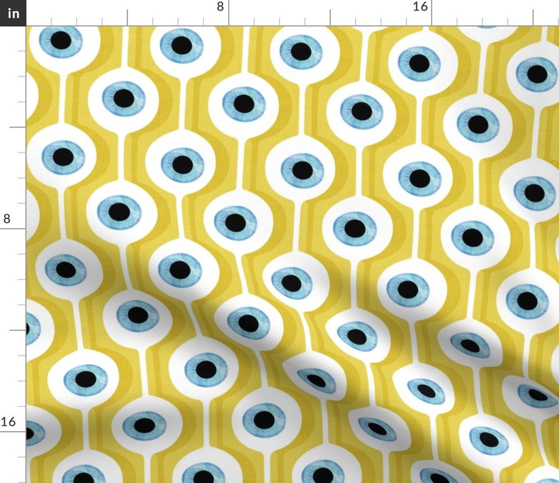 Eye Fabric Eye Pod Yellow by Spellstone Evil Eye Blue - Etsy