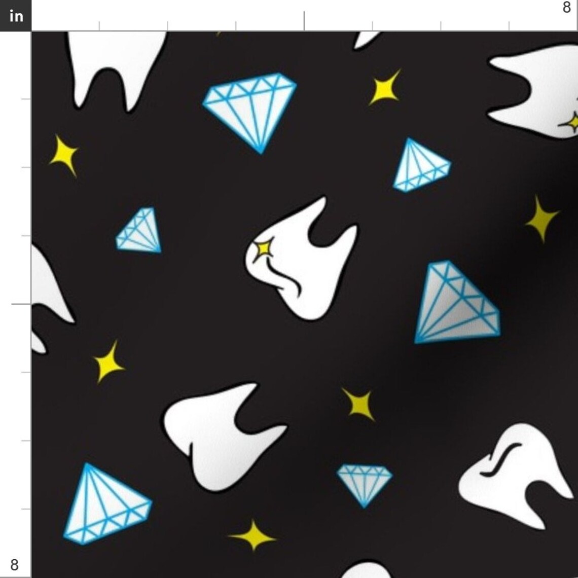 Diamond Teeth Fabric Teeth and Diamonds by Magic Circle | Etsy