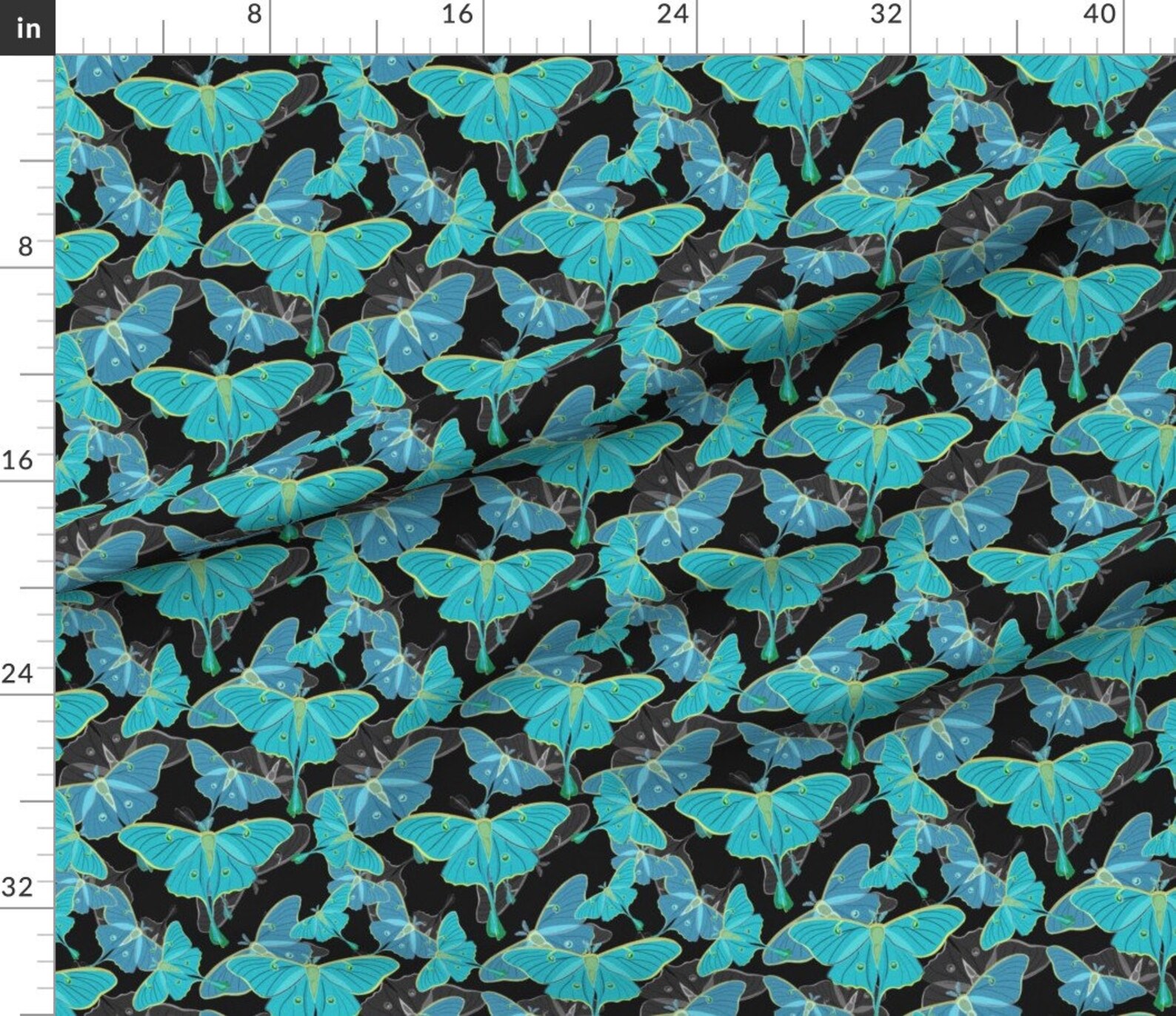 Luna Moth Fabric Moths Opalescent by Caela Bee Designs - Etsy Australia