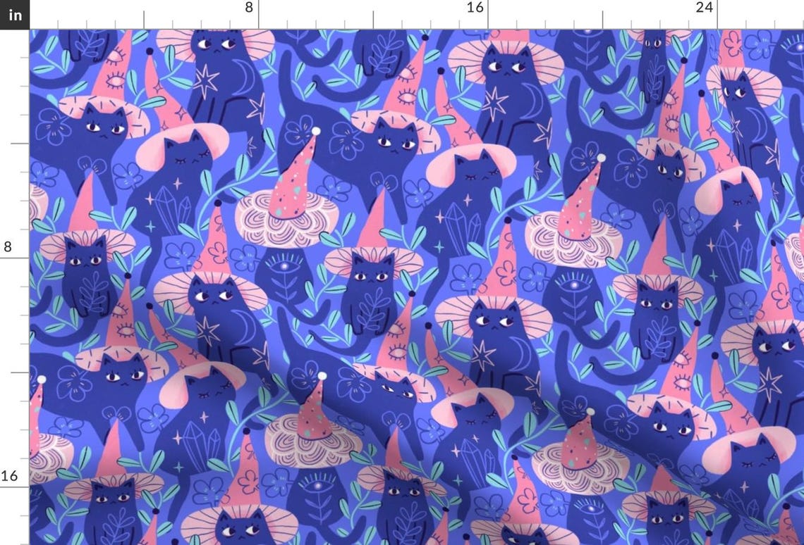 Cats Fabric - Witch Cats by Kostolom3000 - Talismans Magical Mystical ...