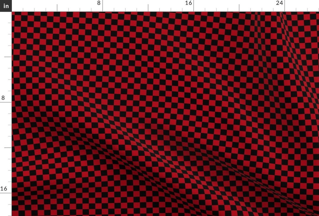 Checkerboard Black Red Fabric - Half Inch Black and Dark Red ...