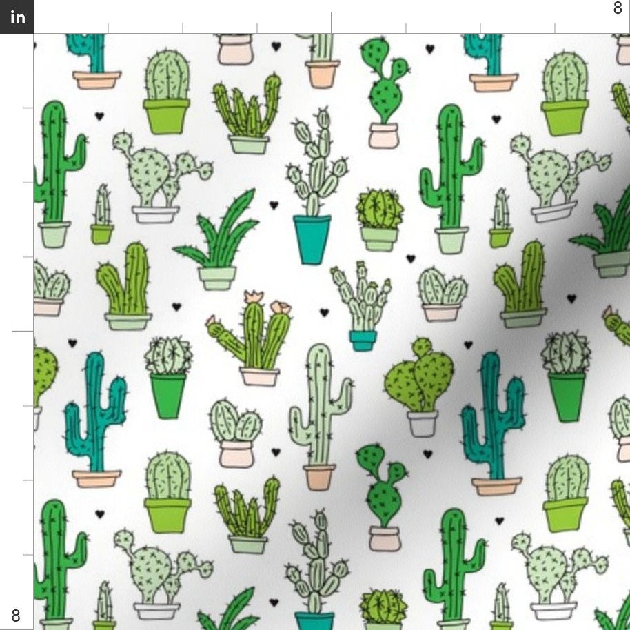 Cactus Fabric Cactus Garden Botanical Succulent Green Small | Etsy