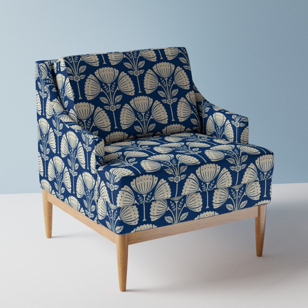 Bold Modern Floral Upholstery Fabric Block Print Bouquet by ...