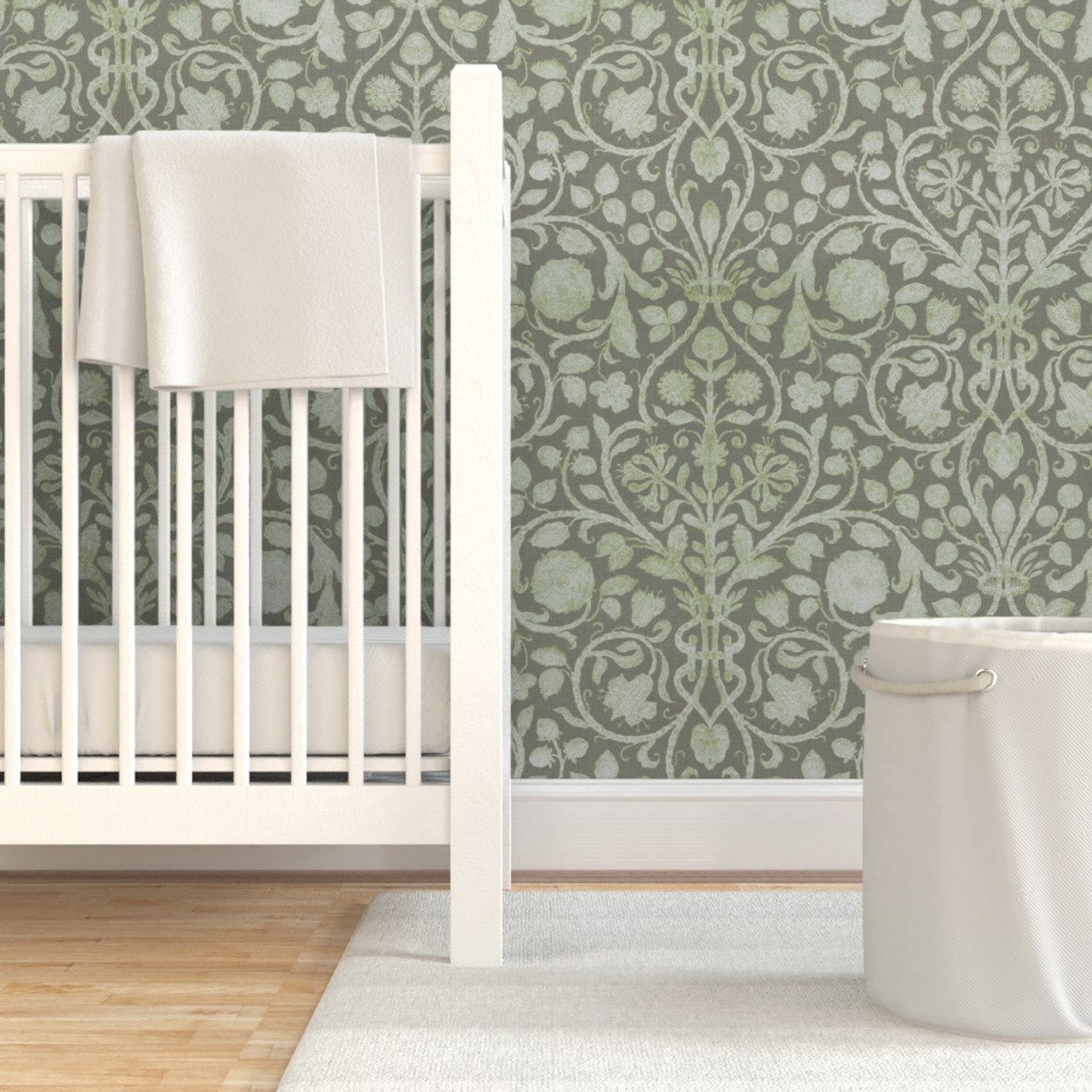 French Wallpaper Provence in Spring Green and Storm by - Etsy