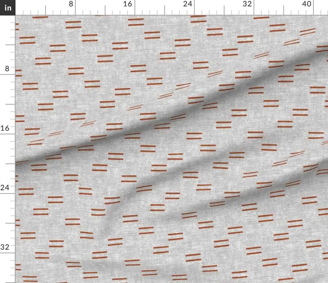 Burnt Orange Fabric Double Dash Orange on Greige by - Etsy