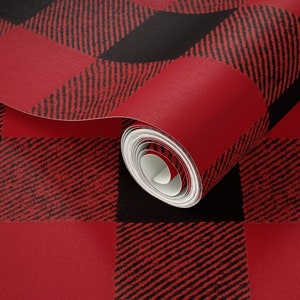 Buffalo Check Wallpaper Red Black Flannel by - Etsy
