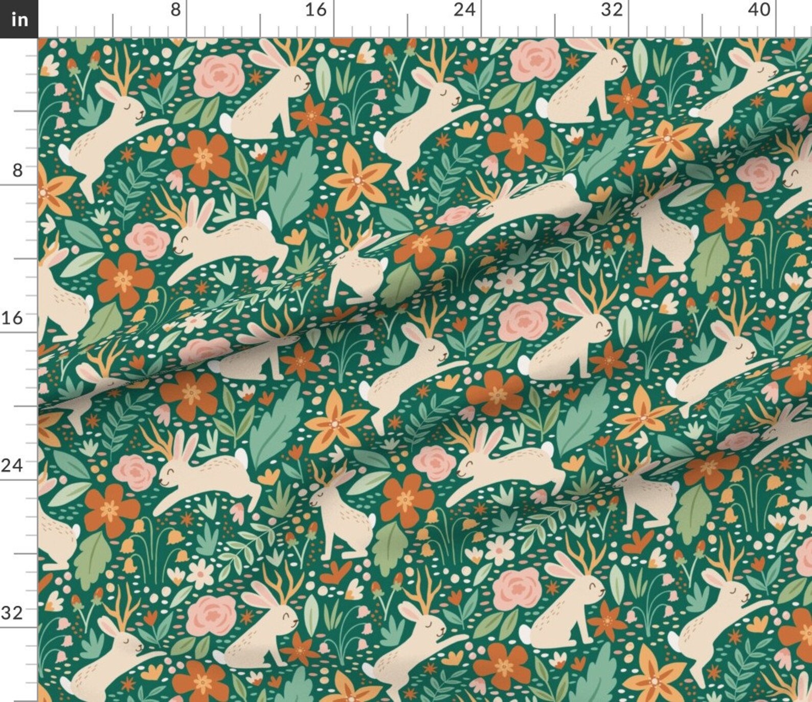 Fairy Tale Fabric Jackalope in Spring by Latheandquill - Etsy
