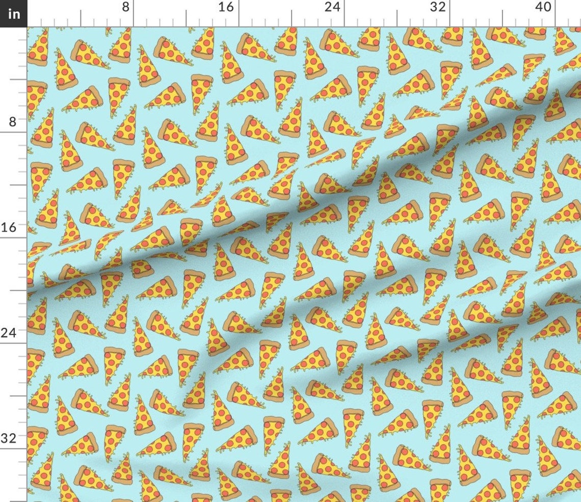 Pizza Fabric Pizza // Light Blue Pastel Pizza Junk Food Kids - Etsy