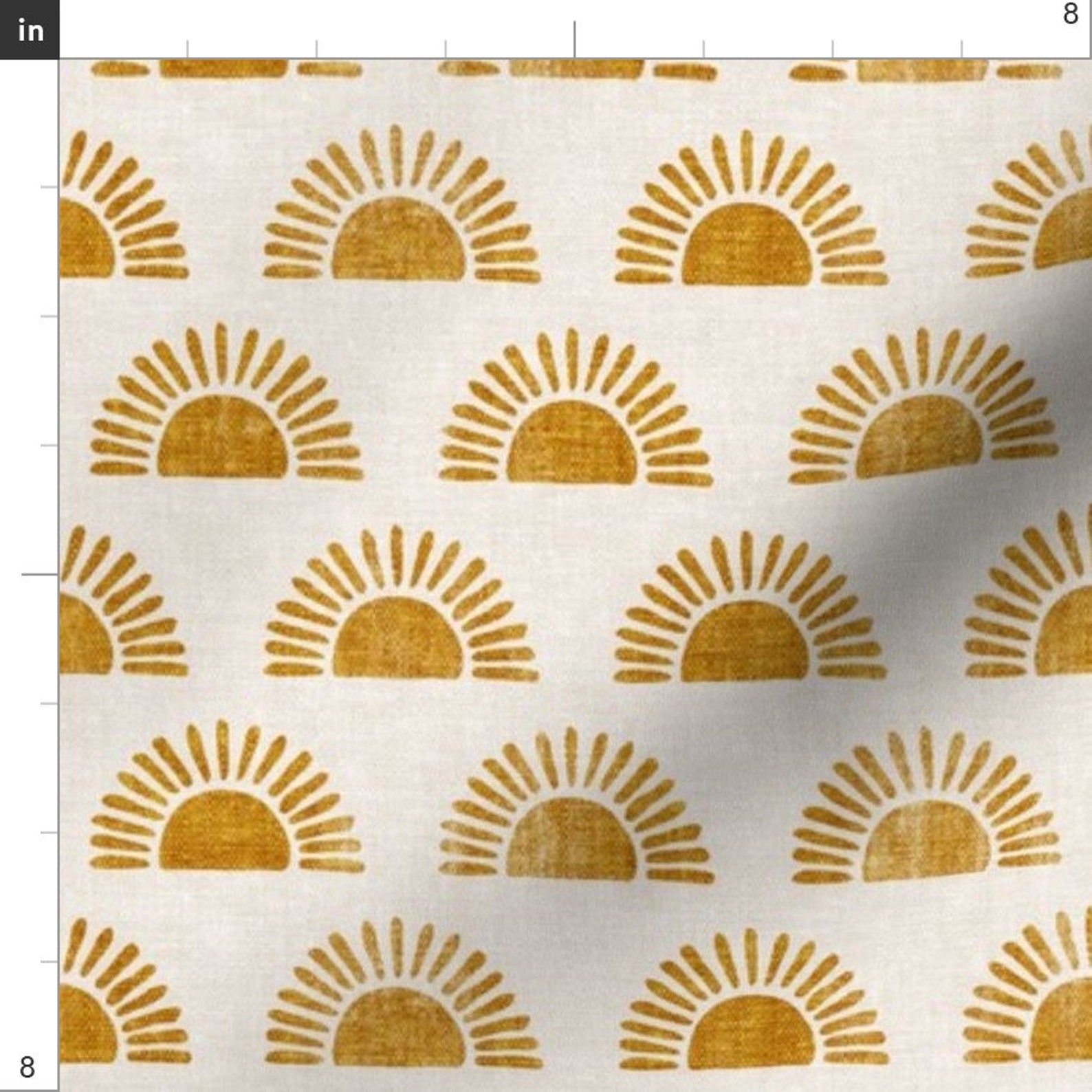 Block Print Sun Fabric Small Scale Sunshine Block Print Boho - Etsy